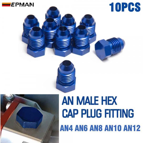 TANSKY 10PCS/LOT 4AN 6AN 8AN 10AN 12AN Male Flare Blanking Plug Fitting Adapter Hex Aluminum ...